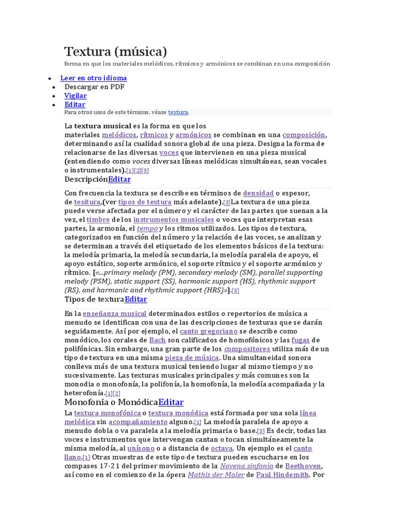 Textura Musical - Tipos y Definición | PDF | Composiciones Musicales ...