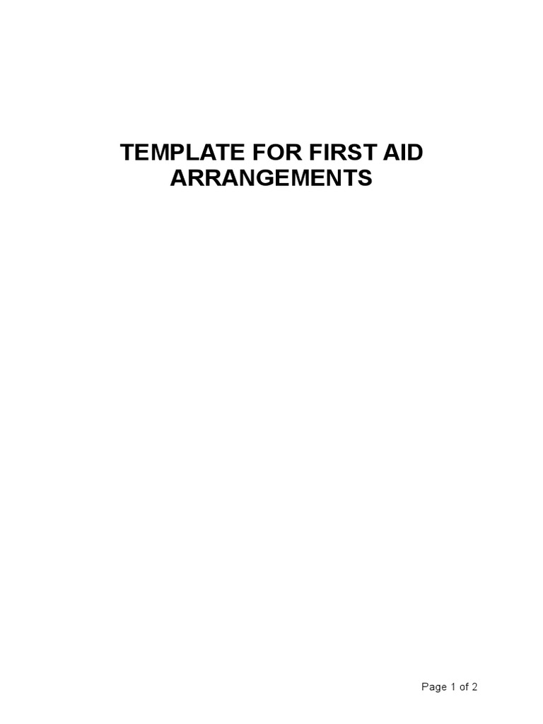 Template For First Aid Arrangements: Page 1 of 2 | PDF