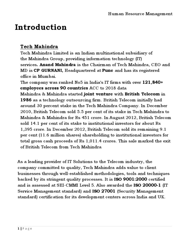 Tech Mahindra | PDF | Recruitment | Performance Appraisal