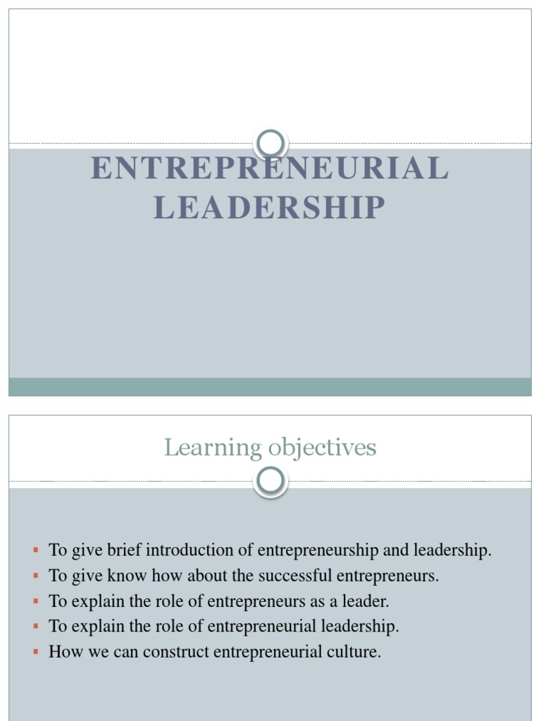 Entrepreneurial Leadership Essentials | PDF | Entrepreneurship | Leadership