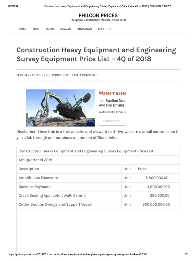Construction Heavy Equipment and Engineering Survey Equipment Price ...