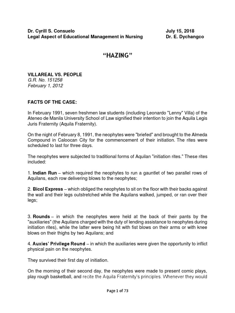 Hazing (Lenny Villa Case) | PDF | Acquittal | Double Jeopardy