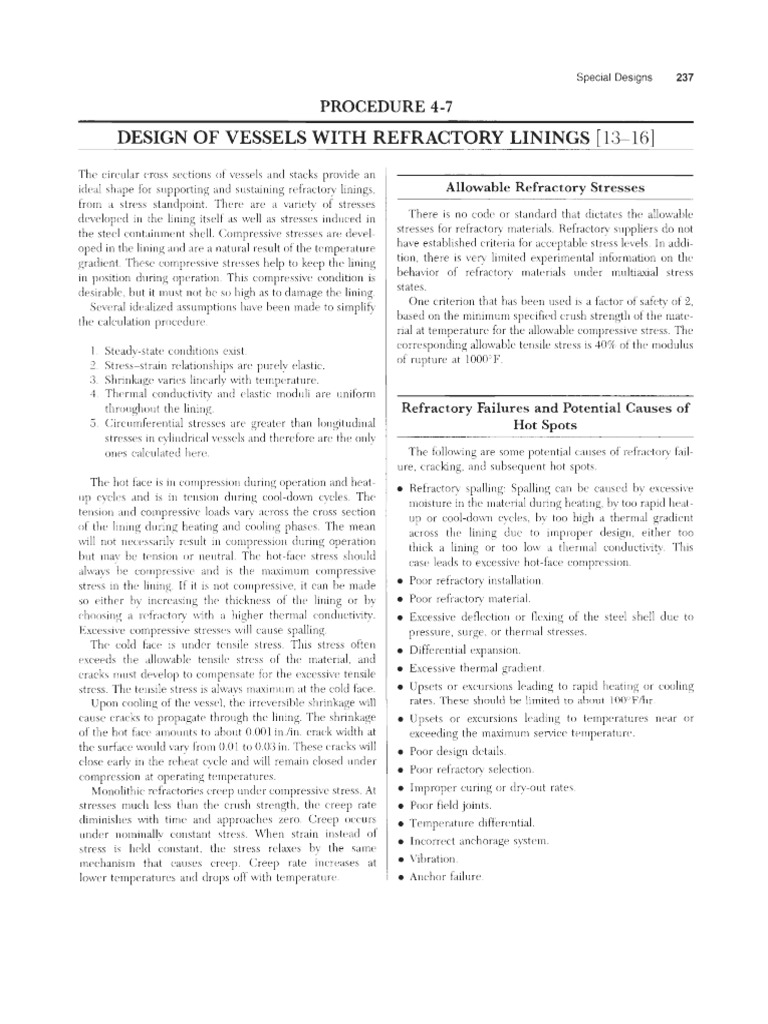 Design of Vessels With Refractory Linings | PDF