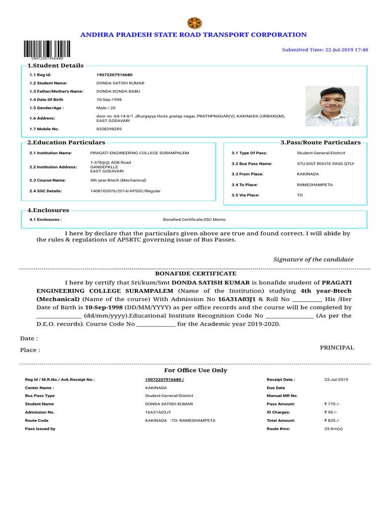 Apsrtc Bus Pass | PDF | Transport | Business