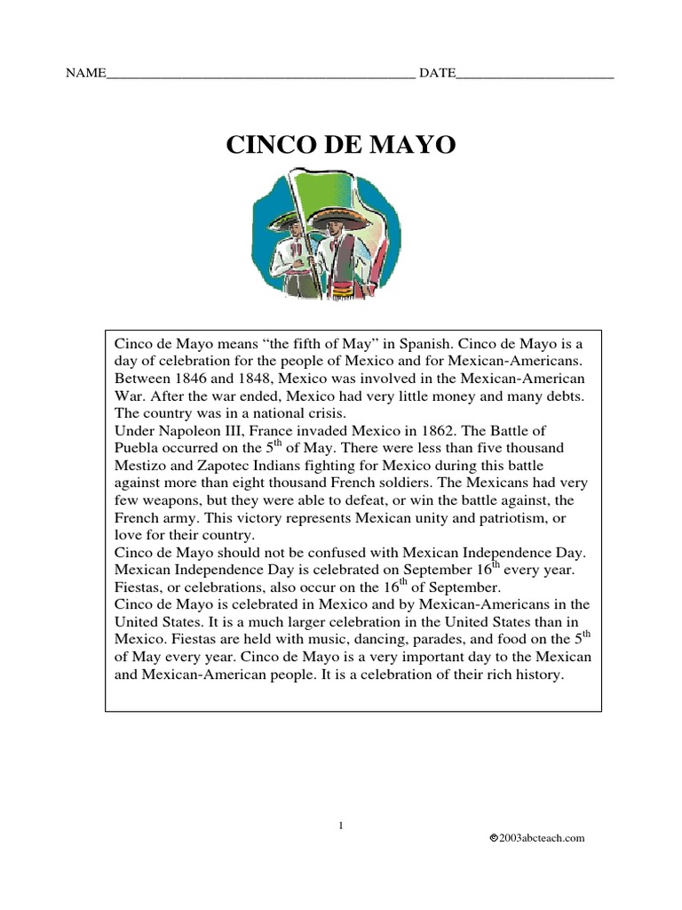 Actividad Inglés 5 de Mayo | PDF | Conflicts | Independent Mexico