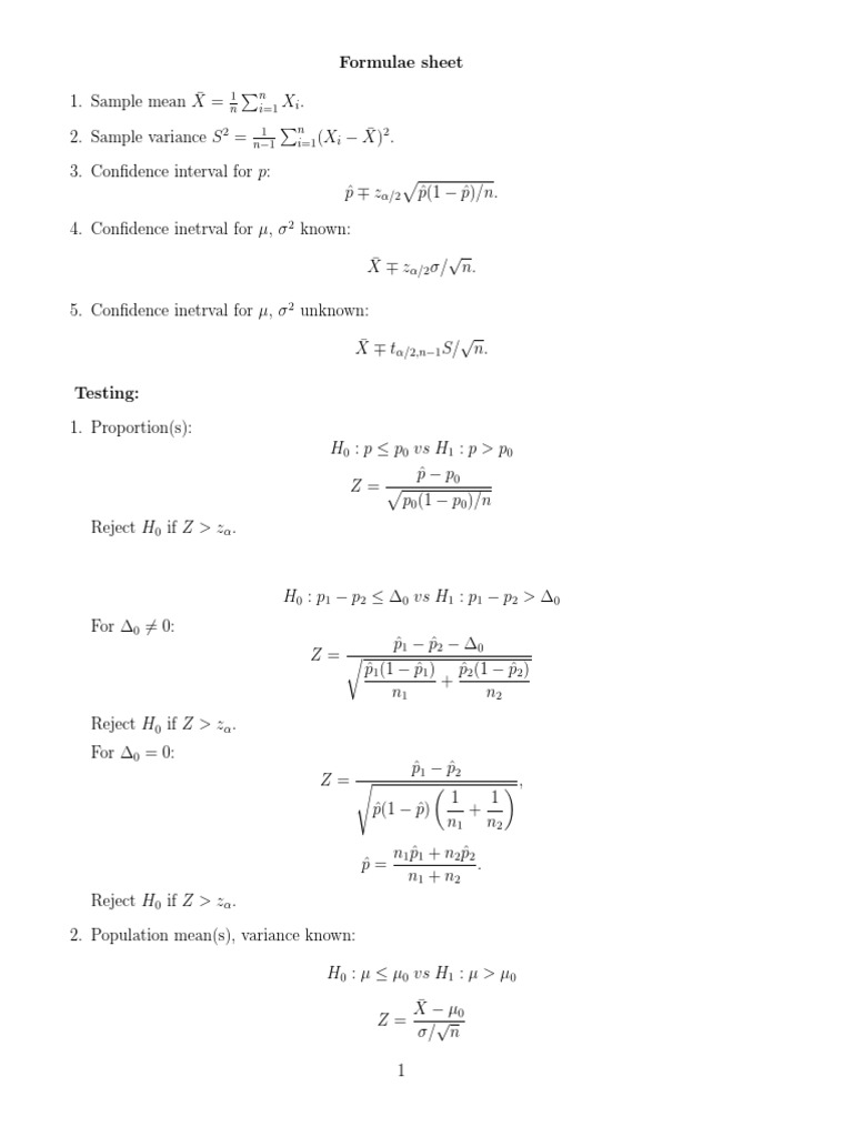 Formulae | PDF | Errors And Residuals | Multivariate Statistics