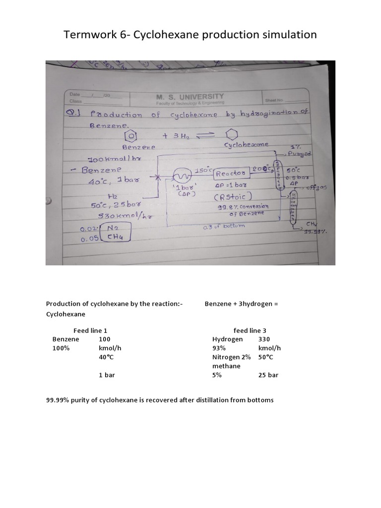 Overall Flowsheet Simulation Benzene Cyclohexane TW6 | PDF ...