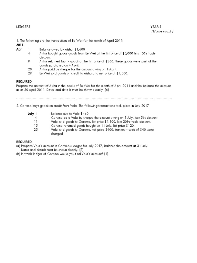 Y9 POA Ledgers | PDF