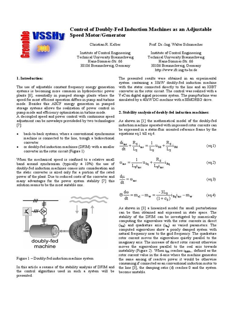 Control of Doubly-Fed Induction Machines As An Adjustable Speed Motor ...