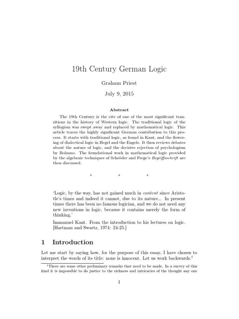 19 Century German Logic | PDF | Logic | Formalism (Deductive)