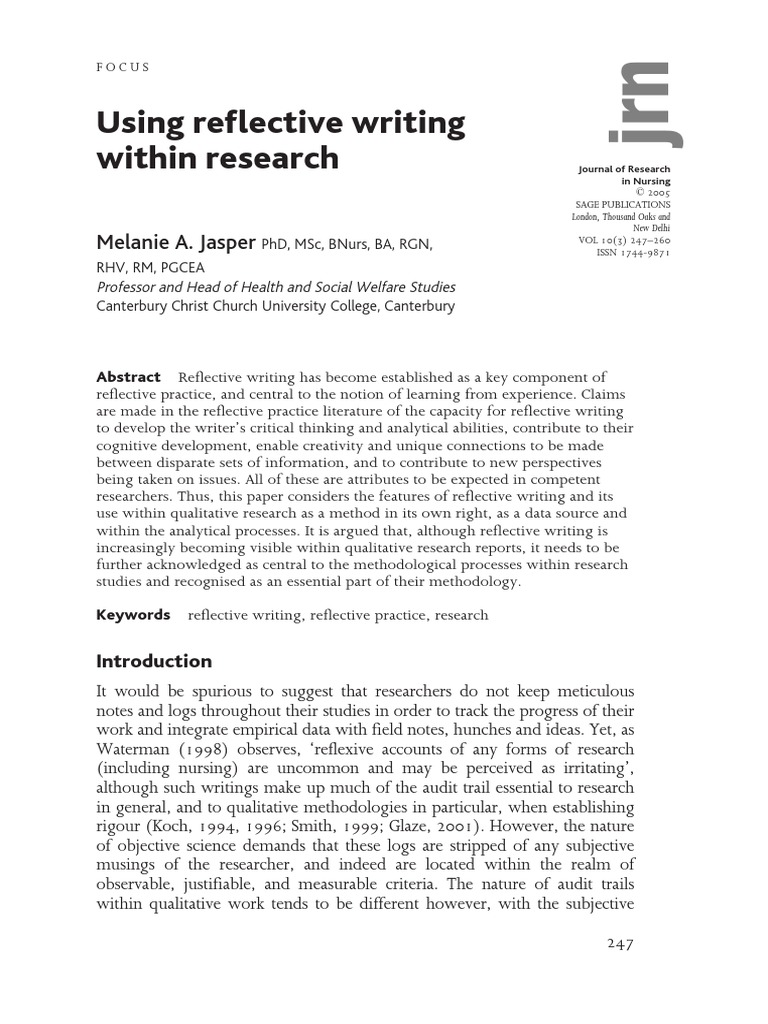 Research | PDF | Reflective Practice | Qualitative Research