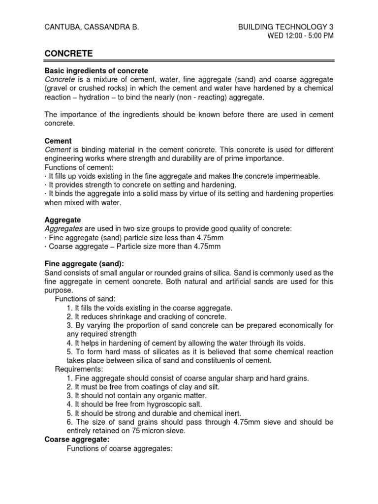 Concrete: Basic Ingredients of Concrete | PDF | Construction Aggregate ...