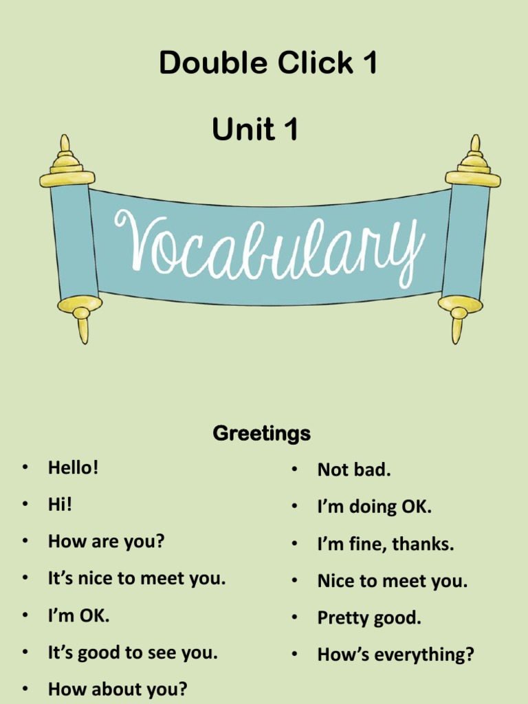 Vocabulary Unit 1 (Double Click 1) | PDF