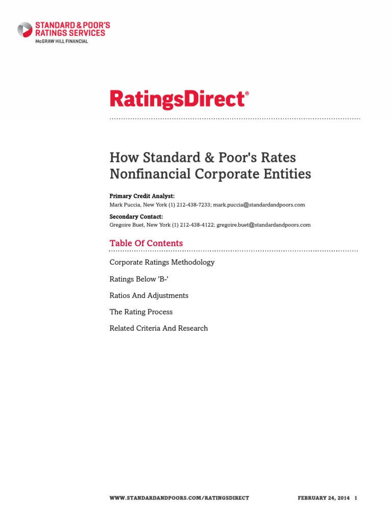 S&P Corporate Rating Methodology (Short) | PDF | Diversification ...