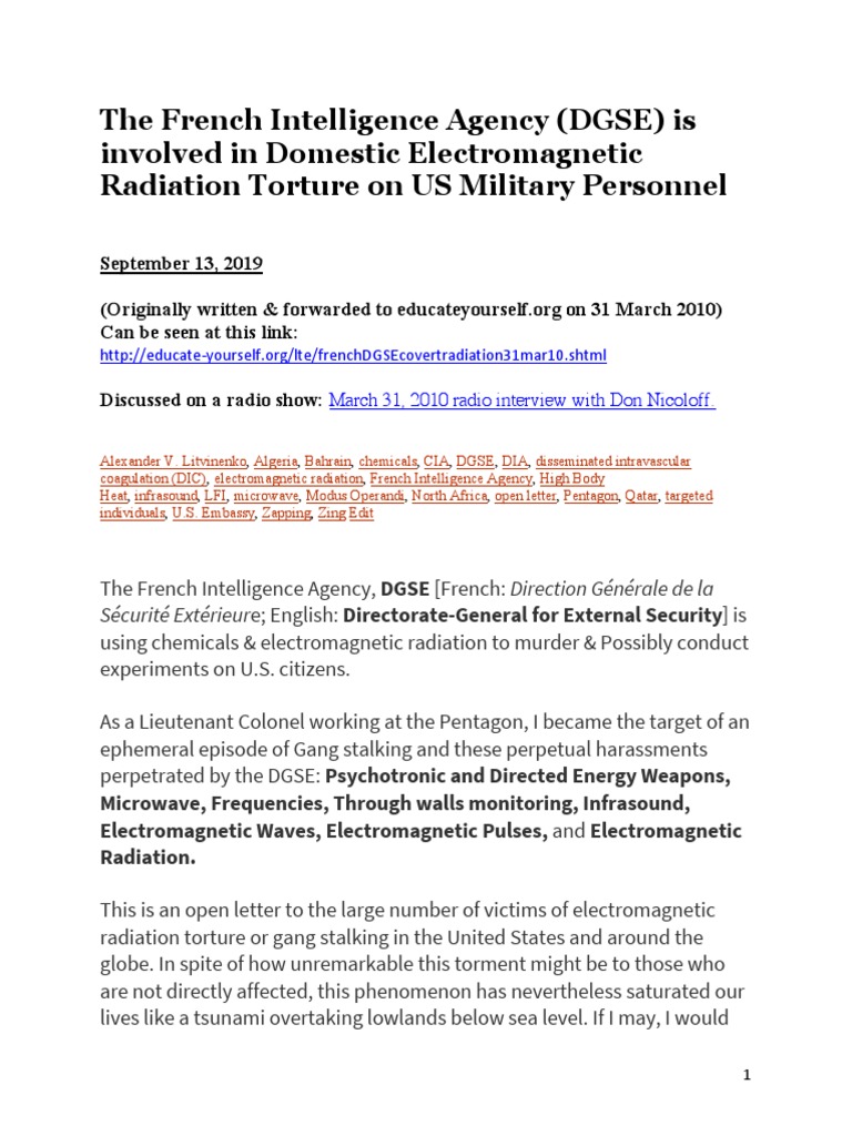 DGSE's Electromagnetic Torture of US Military | PDF | Electromagnetic ...