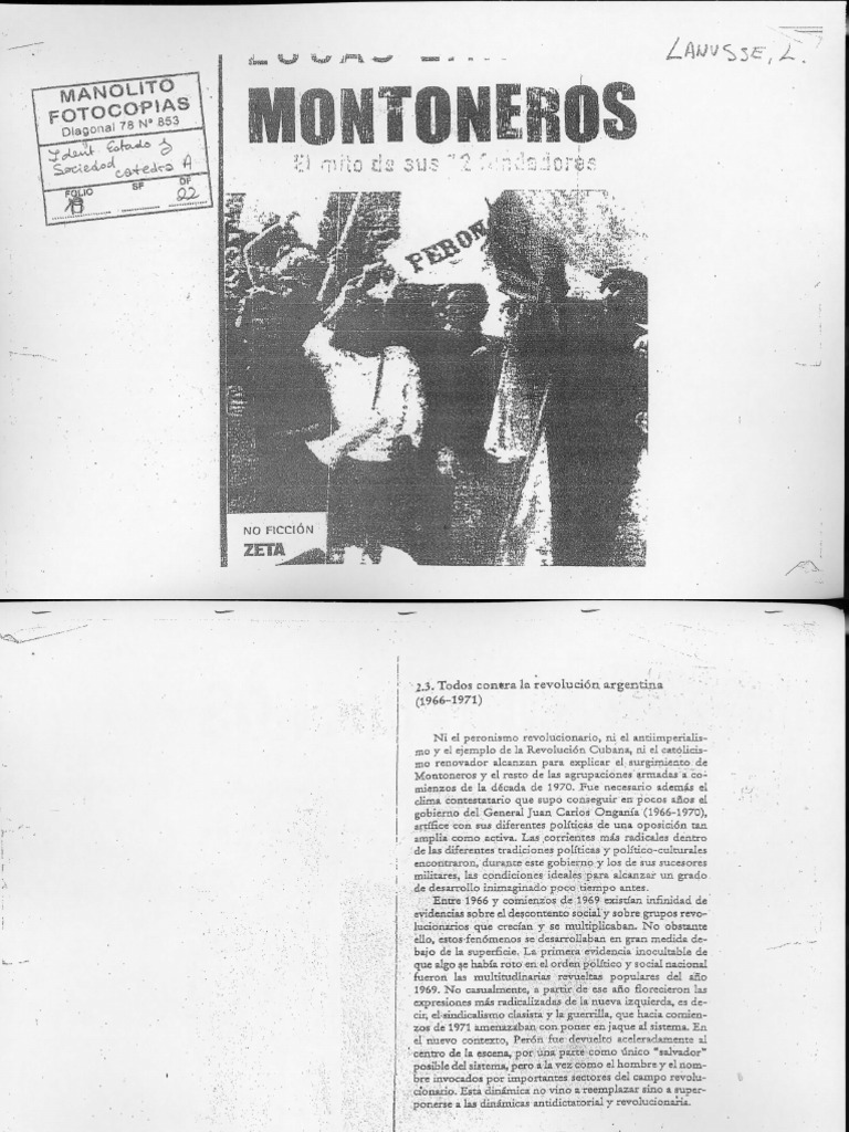 Lanusse, Lucas, (2010) Montoneros, El Mito de Sus 12 Fundadores. Buenos ...