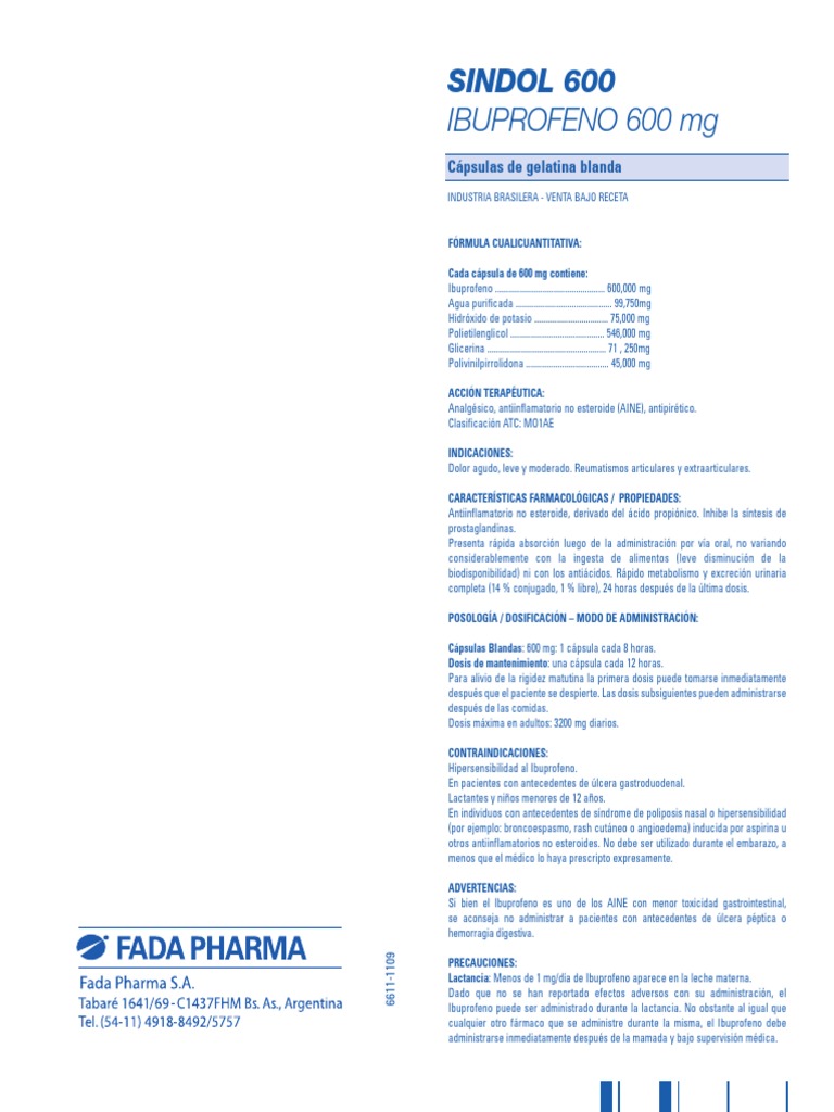 Prosp Sindol 600 | PDF | Droga anti-inflamatoria libre de esteroides ...