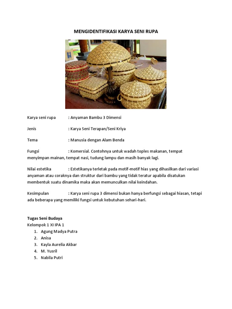 Karya Anyaman Bambu 3 Dimensi | PDF | Seni