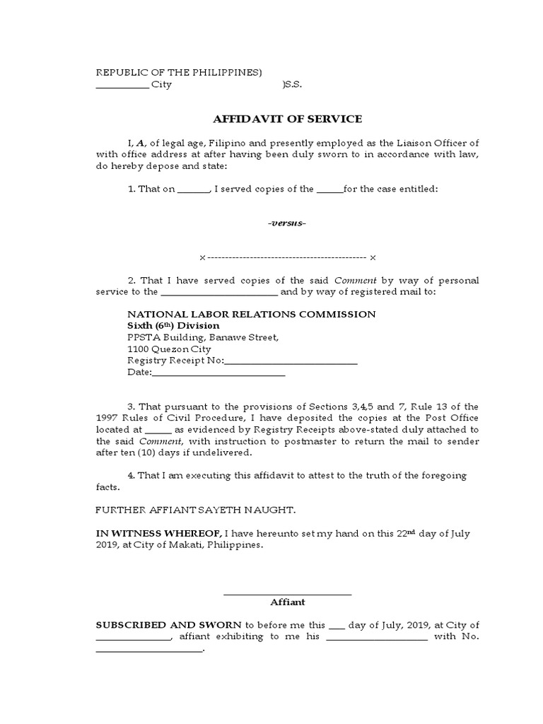 Affidavit of Service by Mail | PDF