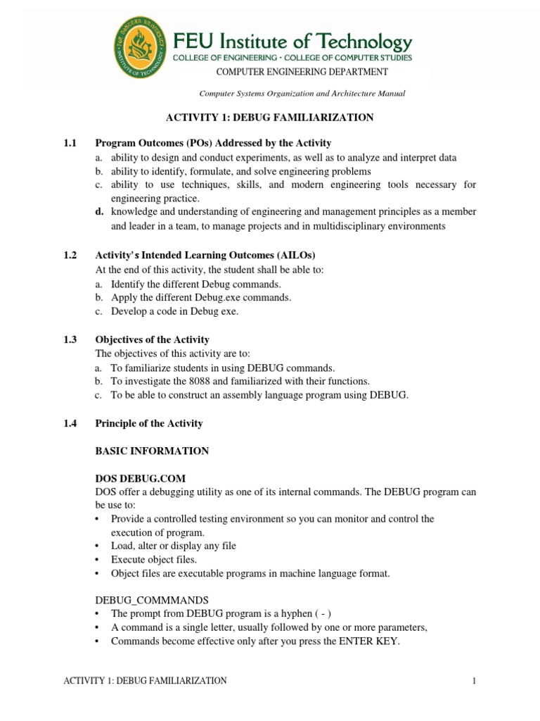 Itecompsysl Activity 1 Report | PDF | Assembly Language | Computer Program