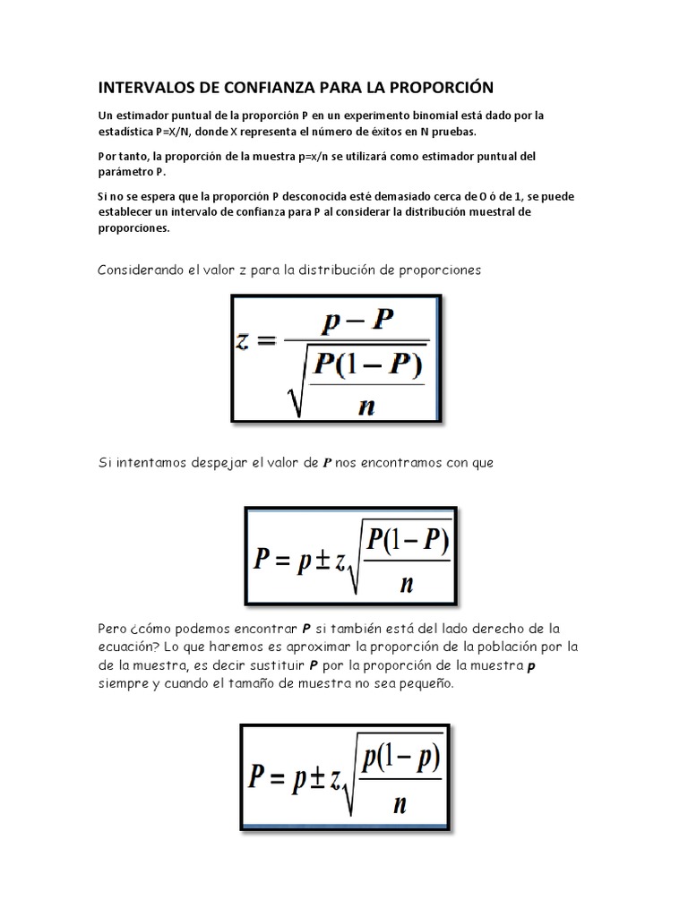 Intervalos de Confianza para La Proporción | PDF | Muestreo ...
