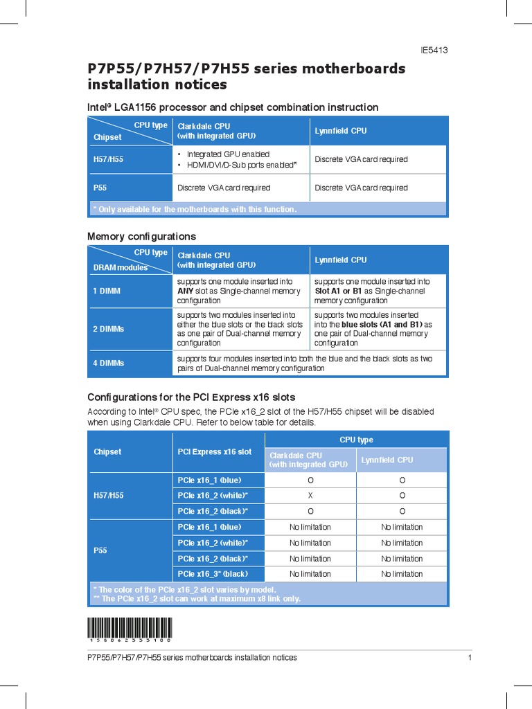 Ie5413 p55 h57 h55 Insert PDF | PDF | Office Equipment | Digital ...