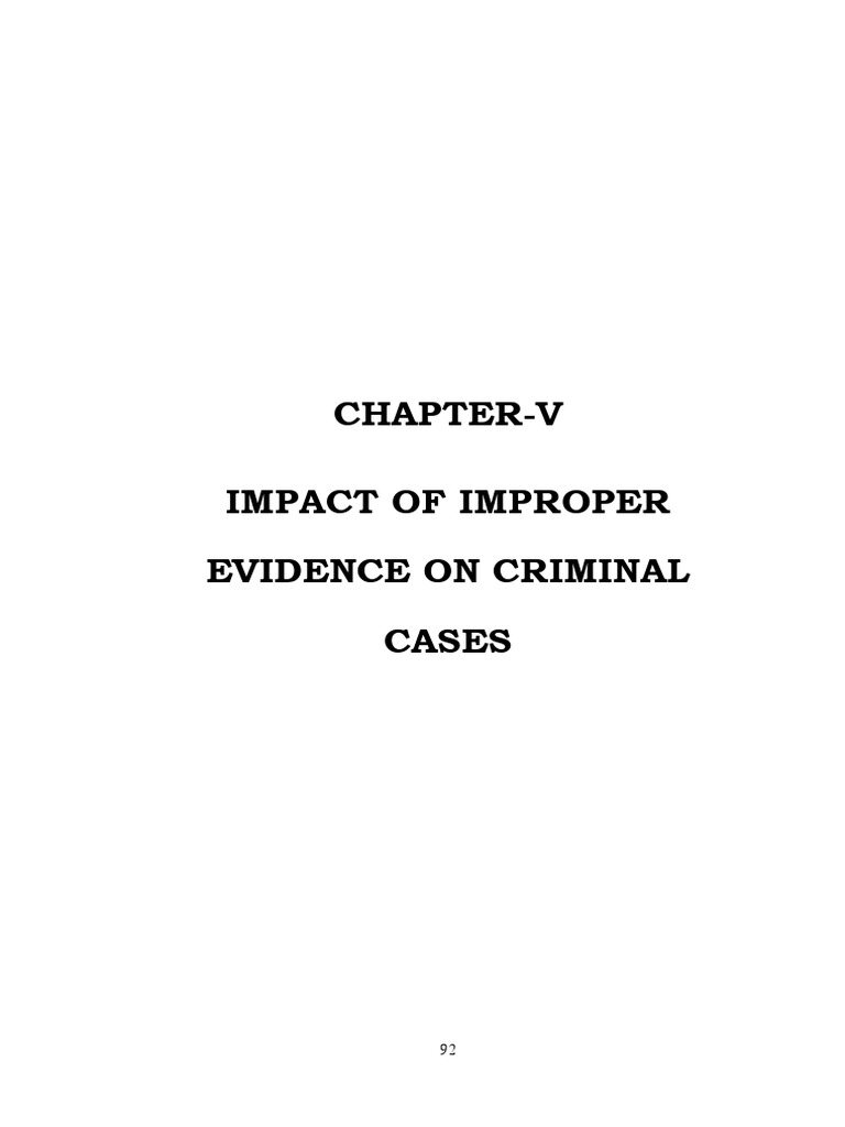 Chapter-V Impact of Improper Evidence On Criminal Cases | PDF ...