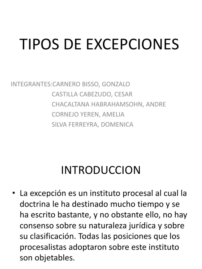 Tipos de Excepciones | PDF | Ley procesal | Res Judicata