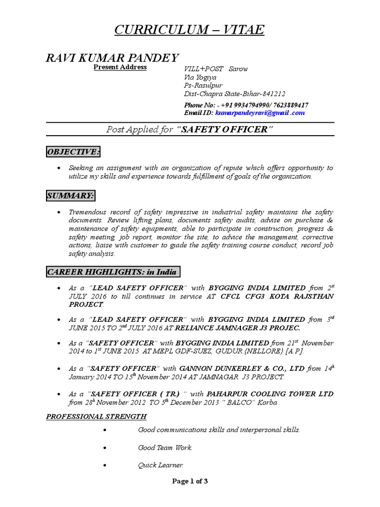 Fire Safety Officer CV | PDF | Personal Protective Equipment