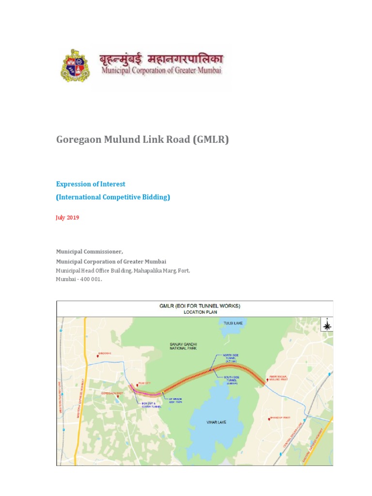 Goregaon Mulund Link Road (GMLR) Tunnel Works EOI | PDF | Tunnel | Mumbai