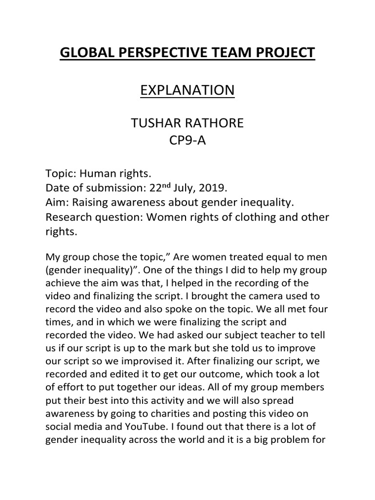 Global Perspective Team Project: Explanation | PDF