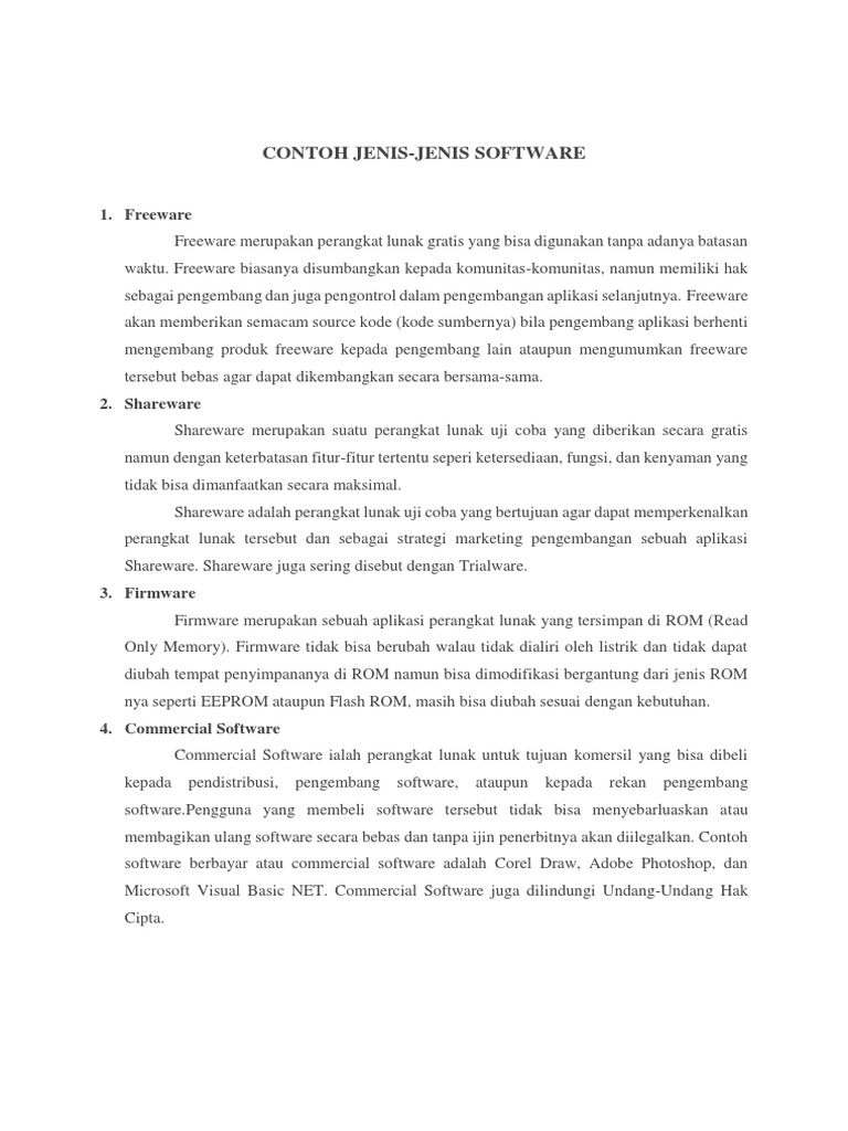 Contoh Jenis-Jenis Software | PDF | Teknologi & Rekayasa