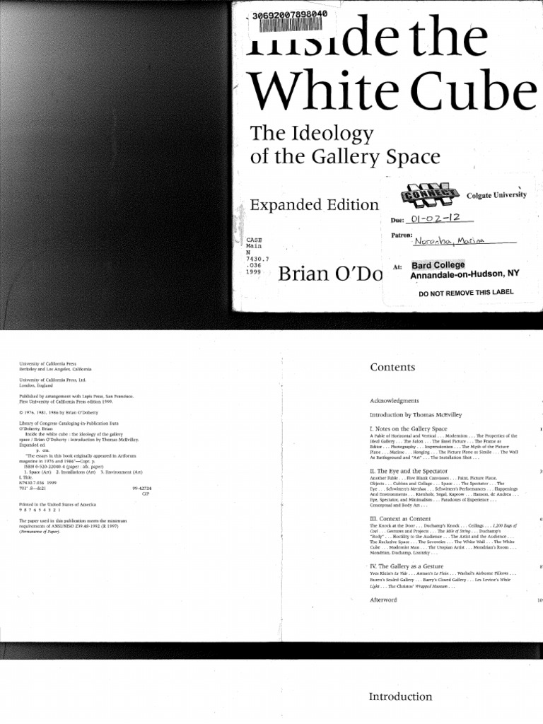Inside The White Cube - O'Doherty | PDF | Modernism | Time