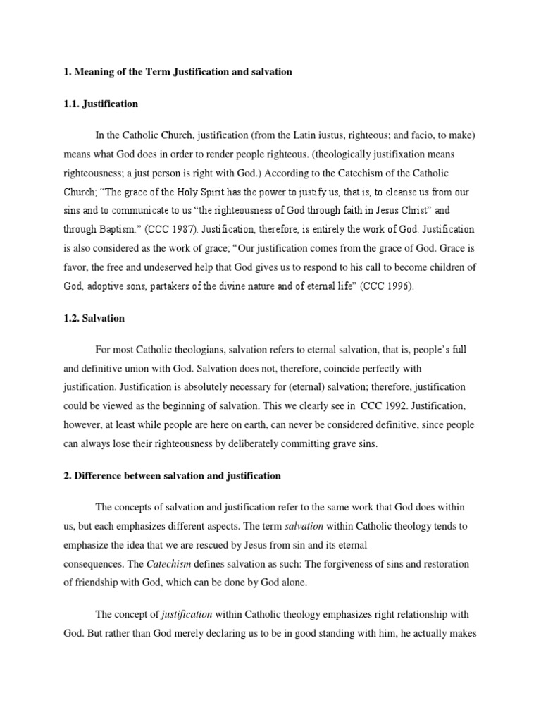 Catholic Justification and Salvation Explained | PDF | Justification ...