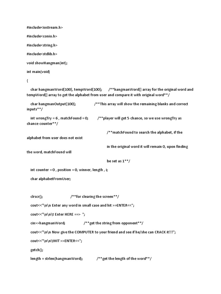 Hangman | Download Free PDF | Computer Programming | Areas Of Computer Science