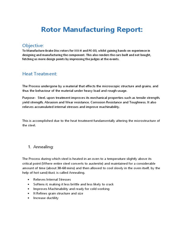 Brake Disc Rotor Manufacturing Process | PDF | Heat Treating ...