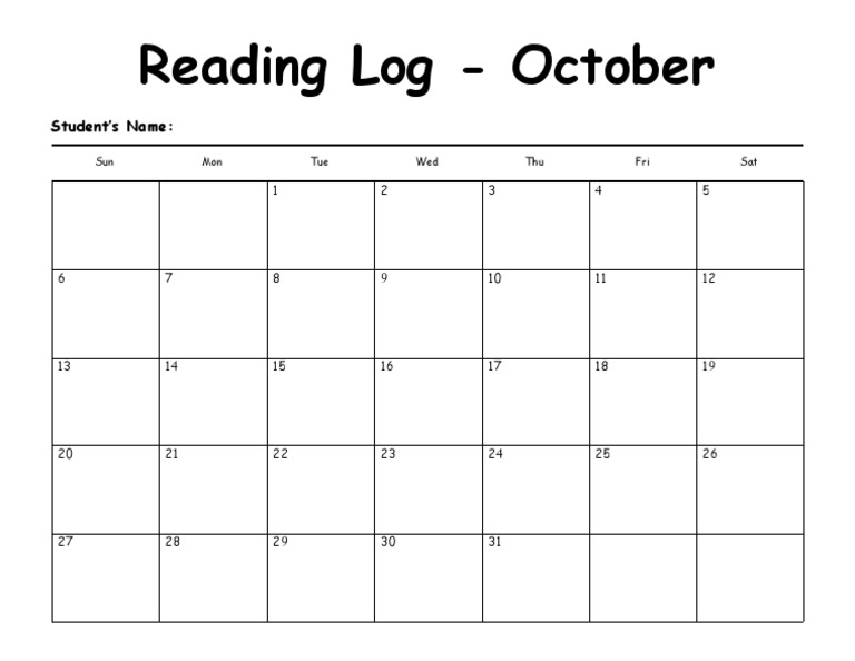 October Reading Log | PDF