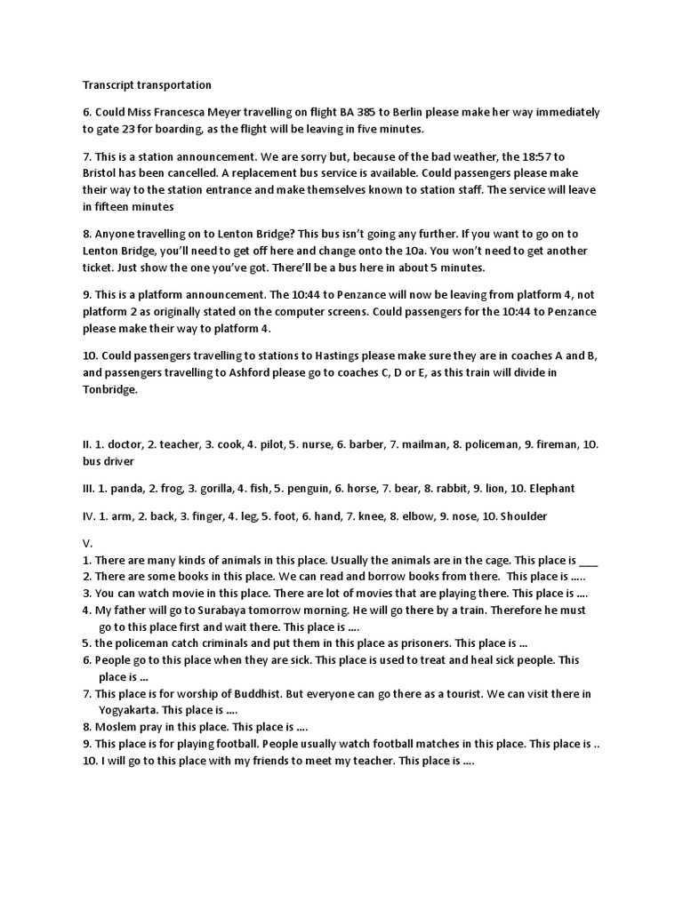 Transcript Transportation | PDF