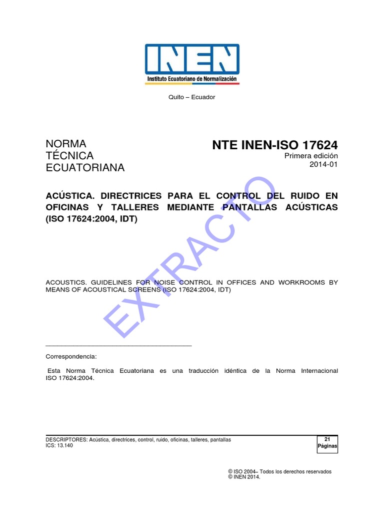 Sonido Acustica Inen PDF | PDF | Organización internacional para la ...