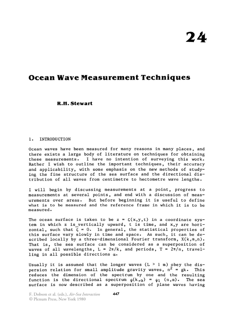 Ocean Wave Measurement Techniques: R.H. Stewart | PDF | Wavelength ...