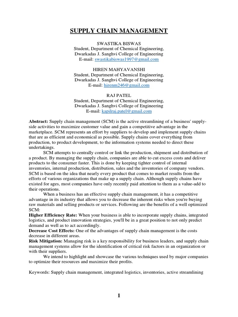 Supply Chain Management (Final) PDF | PDF | Lean Manufacturing ...