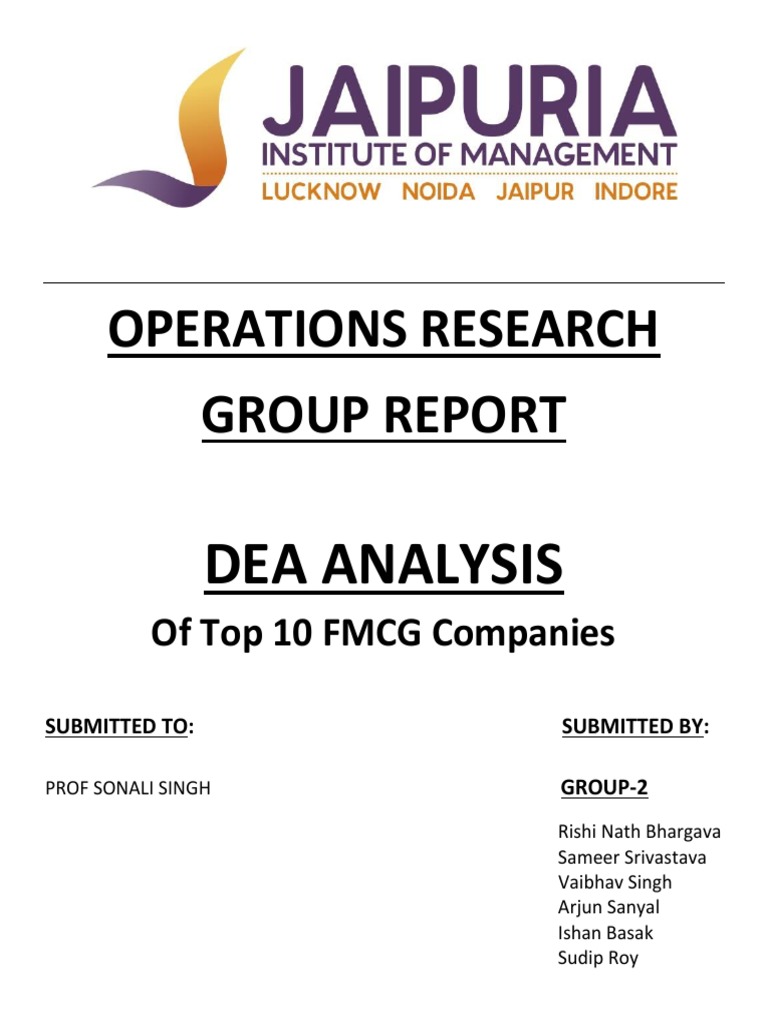Operations Research Group Report: Dea Analysis | PDF | Expense | Business