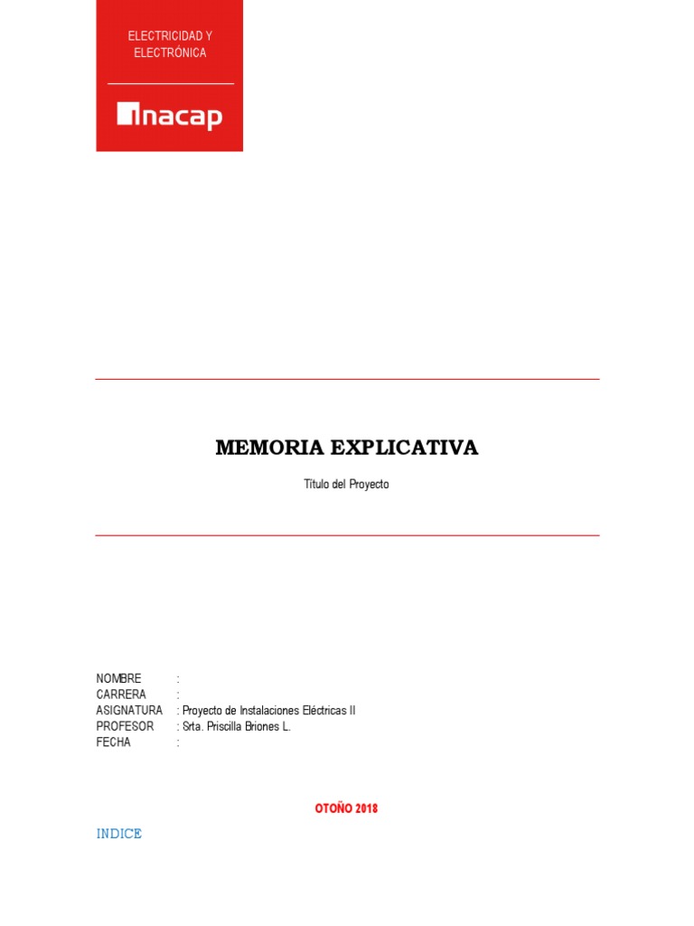 Formato de Memoria Explicativa | Descargar gratis PDF | Energia ...