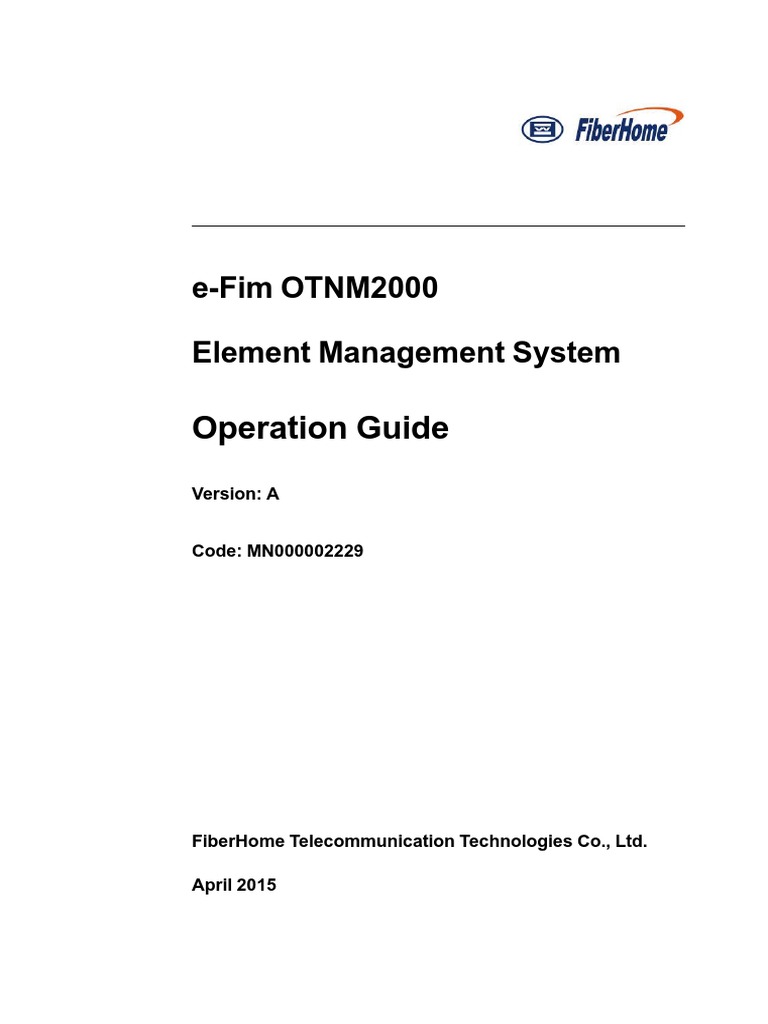 E Fim OTNM2000 Element Management System Operation Guide PDF | PDF ...