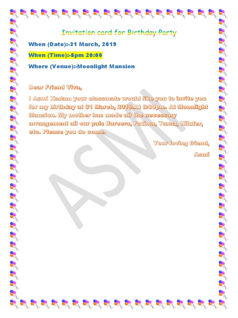 Invitation Card Format | PDF
