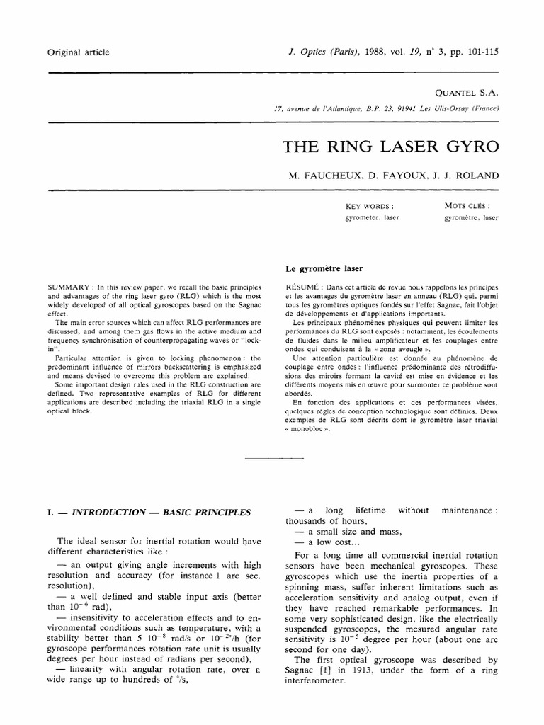 Ring Laser Gyro | PDF | Interferometry | Atomic