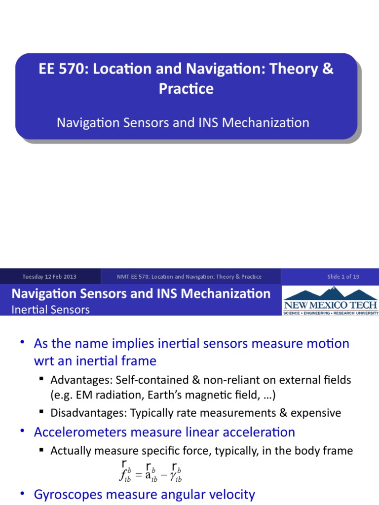 EE 570: Location and Navigation: Theory & Practice | PDF | Inertial ...