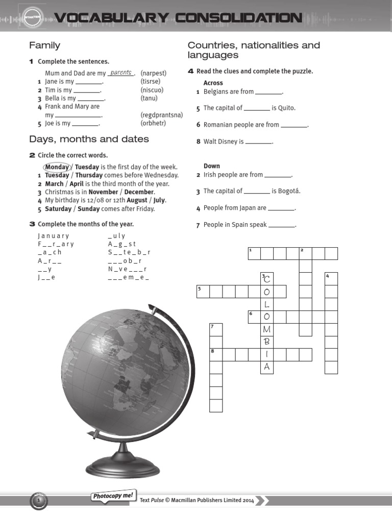 Vocabulary and Grammar Consolidation and Extension 1º-2-7 | PDF