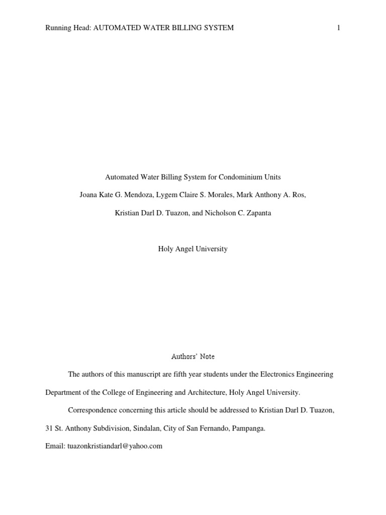 Automated Water Billing for Condominiums | PDF | Databases | Accuracy ...