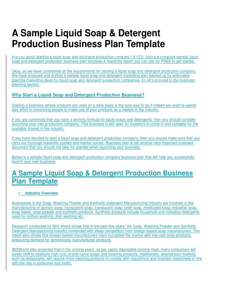 A Sample Liquid Soap | PDF | Point Of Sale | Business